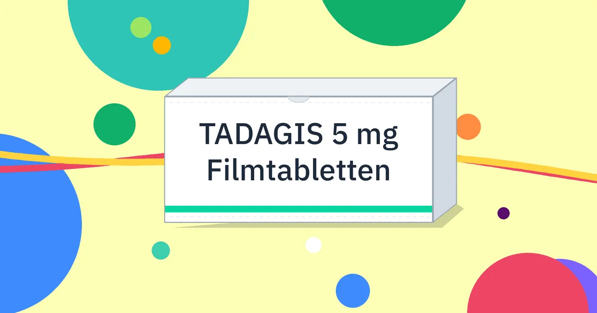 Symbolbild: Packung mit der Aufschrift TADAGIS 5 mg Filmtabletten (PZN 16203722) – Verfügbarkeit und Bezug in Apotheken in Frankfurt am Main