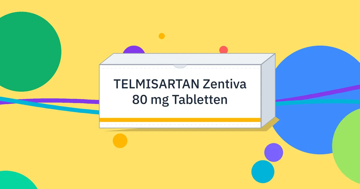 Symbolbild: Packung mit der Aufschrift TELMISARTAN Zentiva 80 mg Tabletten (PZN 10353550) – Verfügbarkeit und Bezug in Apotheken in Frankfurt am Main