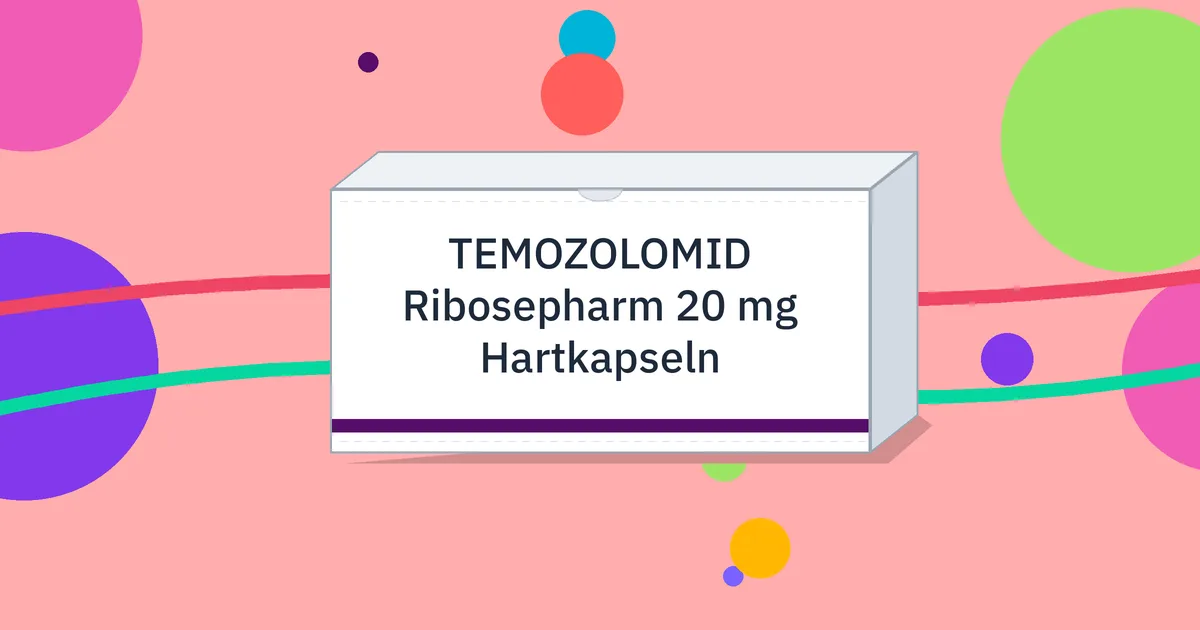 Symbolbild: Packung mit der Aufschrift TEMOZOLOMID Ribosepharm 20 mg Hartkapseln (PZN 07619027) – Verfügbarkeit und Bezug in Apotheken in Frankfurt am Main