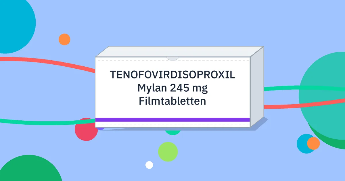 Symbolbild: Packung mit der Aufschrift TENOFOVIRDISOPROXIL Mylan 245 mg Filmtabletten (PZN 12546632) – Verfügbarkeit und Bezug in Apotheken in Frankfurt am Main