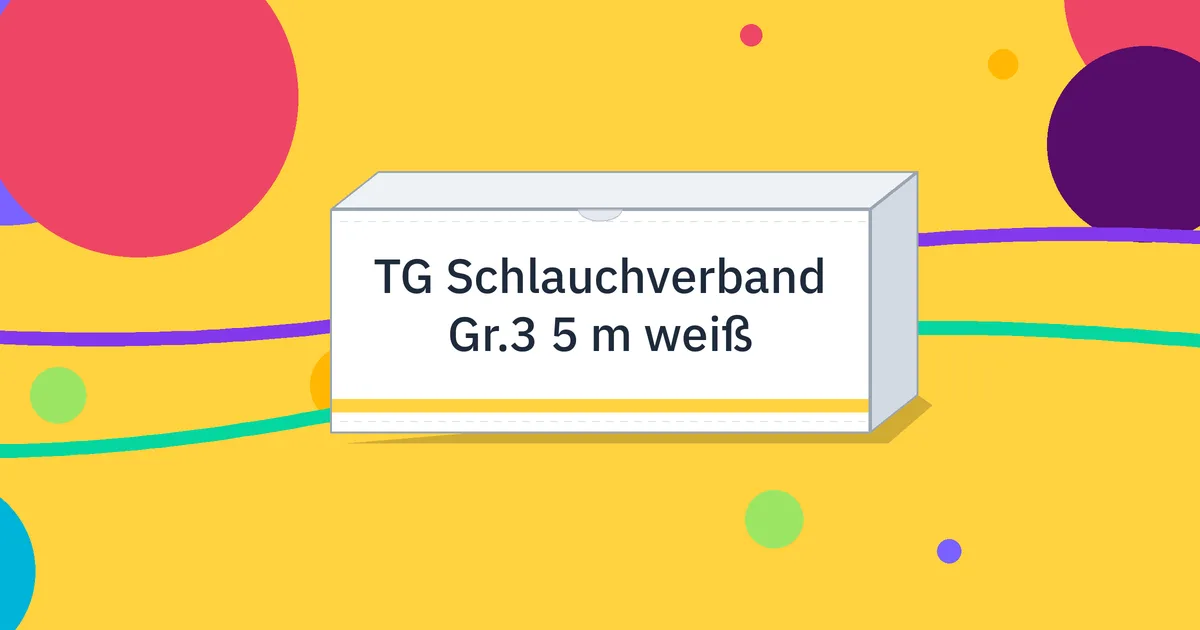 Symbolbild: Packung mit der Aufschrift TG Schlauchverband Gr.3 5 m weiß (PZN 01020223) – Verfügbarkeit und Bezug in Apotheken in Frankfurt am Main