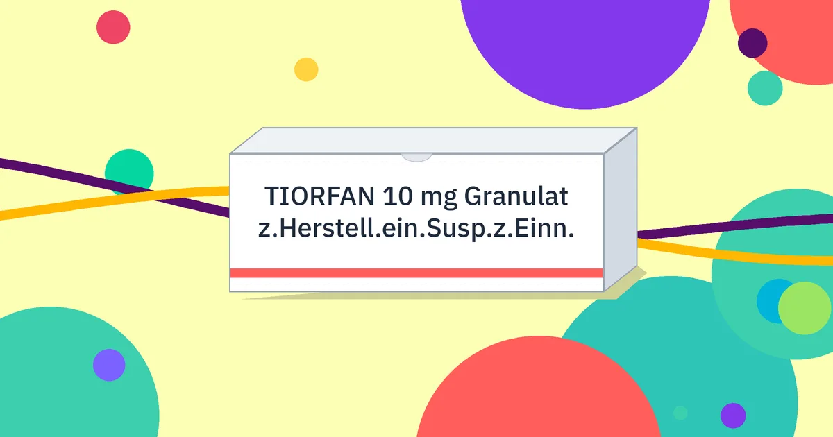 Symbolbild: Packung mit der Aufschrift TIORFAN 10 mg Granulat z.Herstell.ein.Susp.z.Einn. (PZN 03706692) – Verfügbarkeit und Bezug in Apotheken in Frankfurt am Main