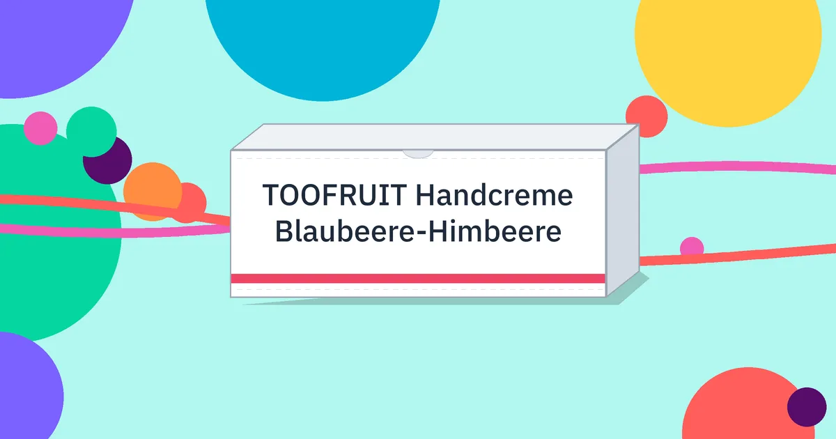 Symbolbild: Packung mit der Aufschrift TOOFRUIT Handcreme Blaubeere-Himbeere (PZN 19387510) – Verfügbarkeit und Bezug in Apotheken in Frankfurt am Main