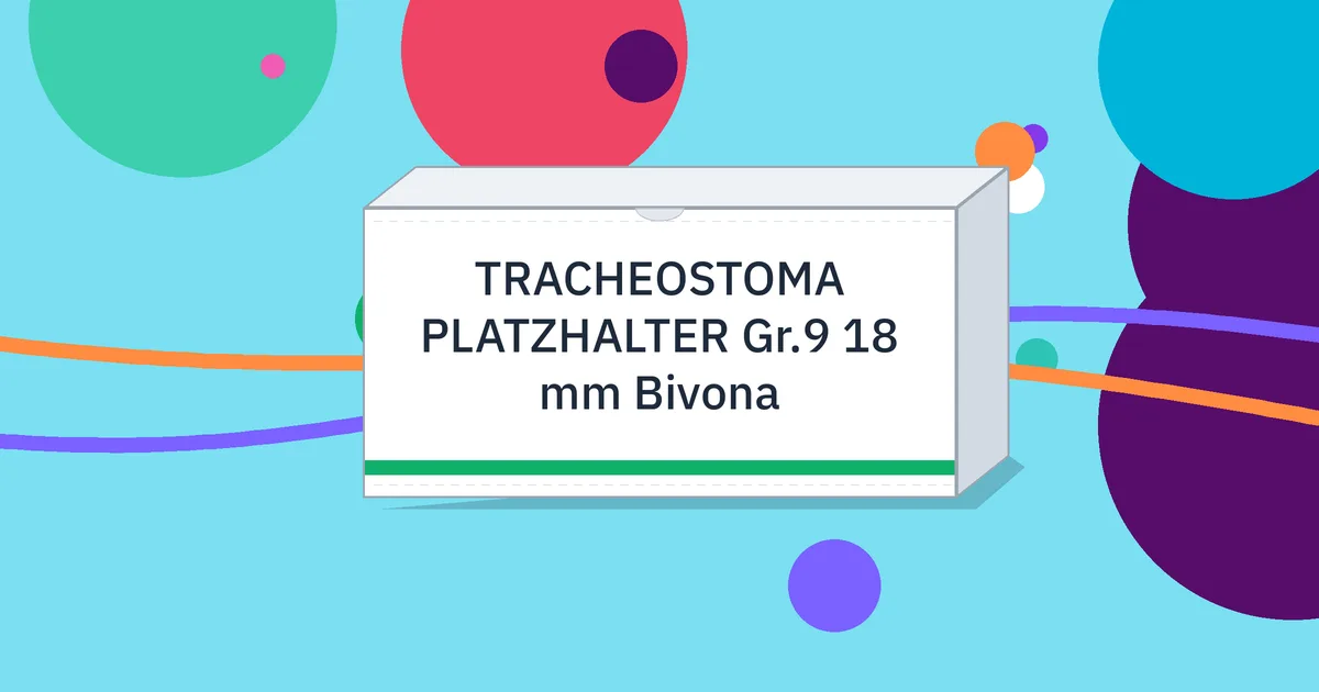 Symbolbild: Packung mit der Aufschrift TRACHEOSTOMA PLATZHALTER Gr.9 18 mm Bivona (PZN 02336359) – Verfügbarkeit und Bezug in Apotheken in Frankfurt am Main