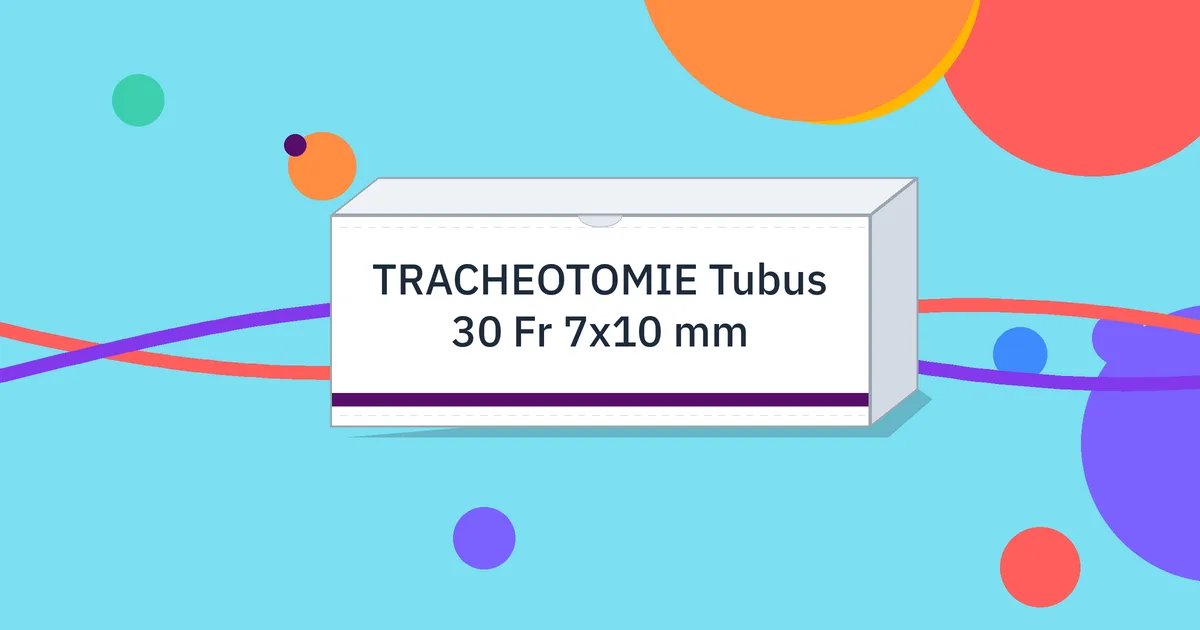 Symbolbild: Packung mit der Aufschrift TRACHEOTOMIE Tubus 30 Fr 7x10 mm (PZN 00912066) – Verfügbarkeit und Bezug in Apotheken in Frankfurt am Main