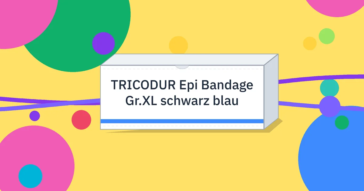 Symbolbild: Packung mit der Aufschrift TRICODUR Epi Bandage Gr.XL schwarz blau (PZN 03094013) – Verfügbarkeit und Bezug in Apotheken in Frankfurt am Main