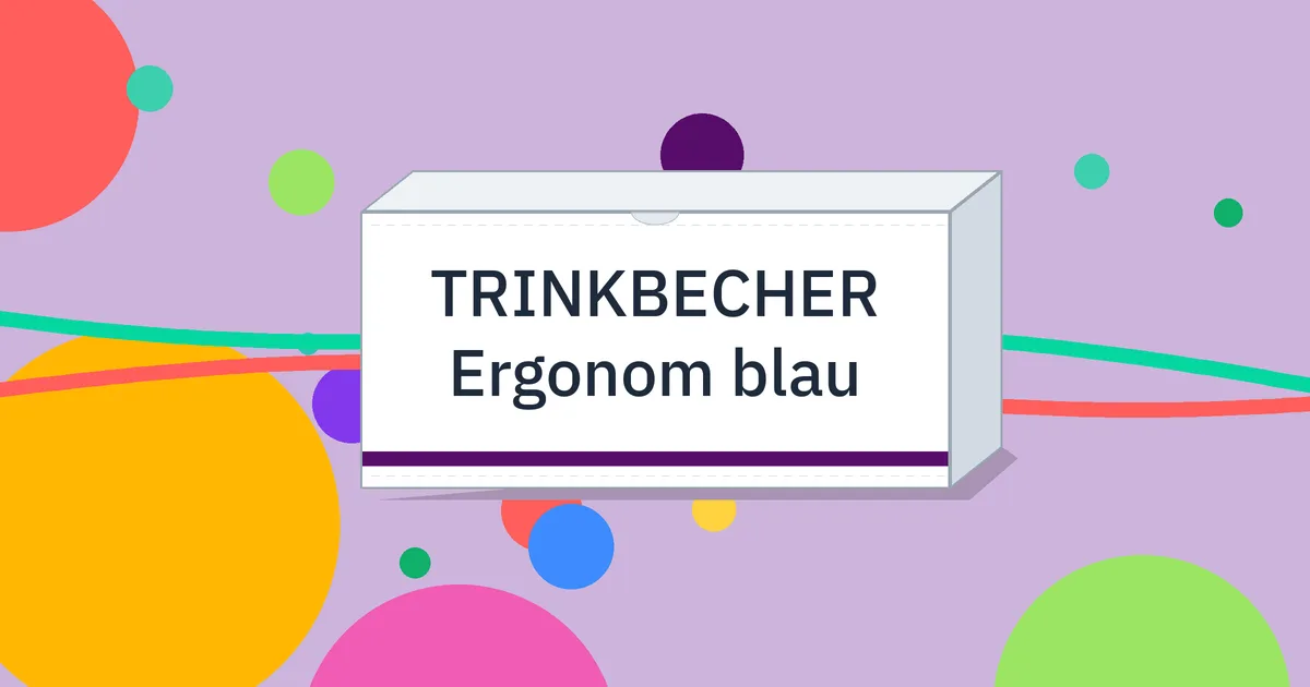 Symbolbild: Packung mit der Aufschrift TRINKBECHER Ergonom blau (PZN 00746679) – Verfügbarkeit und Bezug in Apotheken in Frankfurt am Main