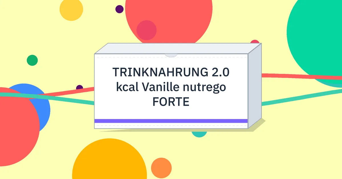 Symbolbild: Packung mit der Aufschrift TRINKNAHRUNG 2.0 kcal Vanille nutrego FORTE (PZN 19135091) – Verfügbarkeit und Bezug in Apotheken in Frankfurt am Main