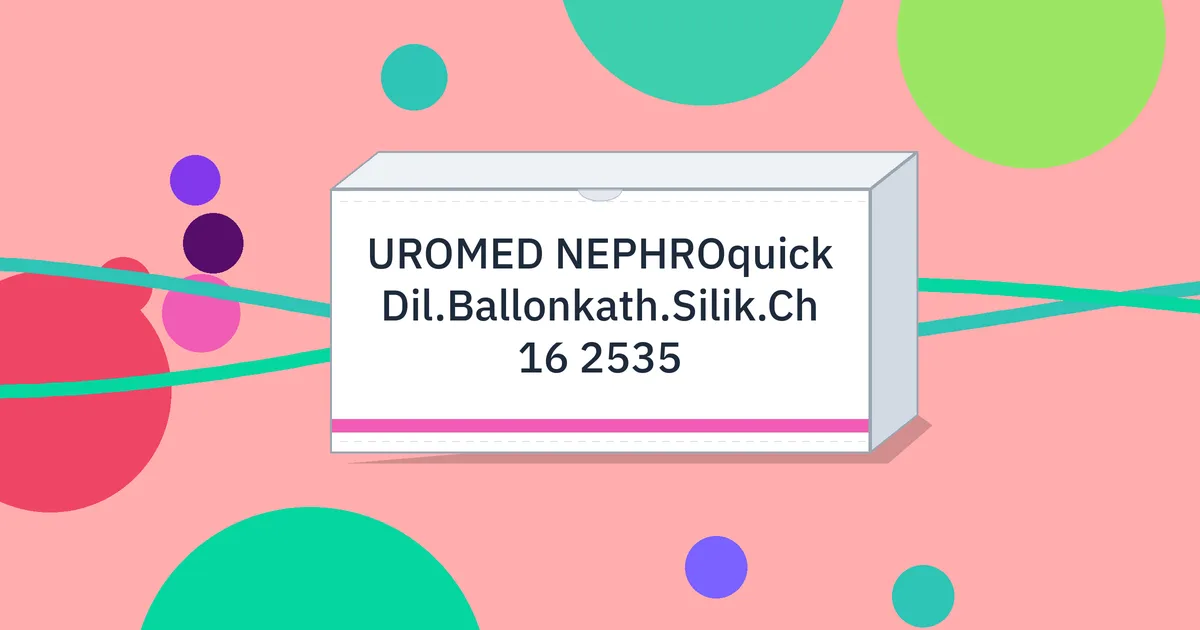 Symbolbild: Packung mit der Aufschrift UROMED NEPHROquick Dil.Ballonkath.Silik.Ch 16 2535 (PZN 10250034) – Verfügbarkeit und Bezug in Apotheken in Frankfurt am Main