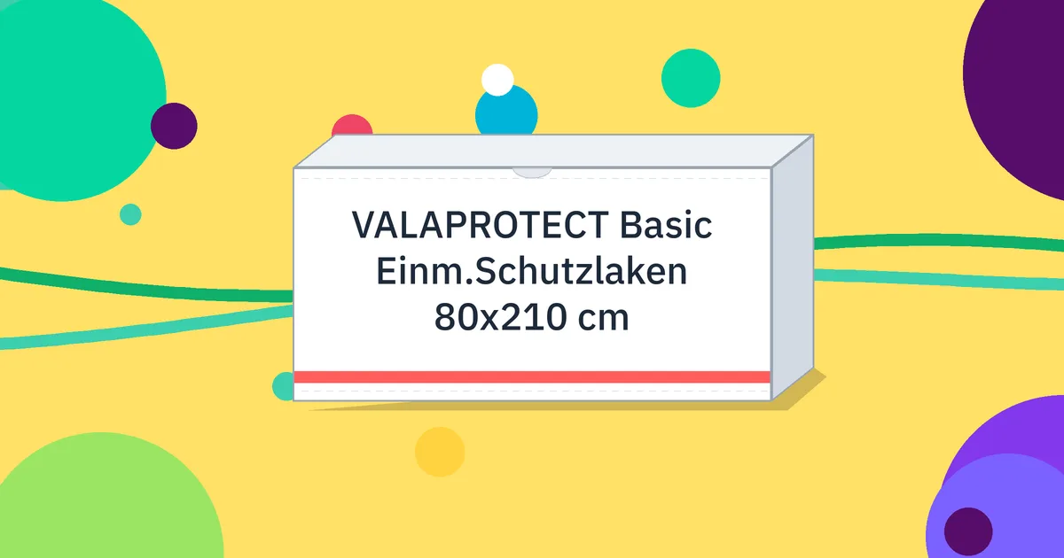 Symbolbild: Packung mit der Aufschrift VALAPROTECT Basic Einm.Schutzlaken 80x210 cm (PZN 03128203) – Verfügbarkeit und Bezug in Apotheken in Frankfurt am Main