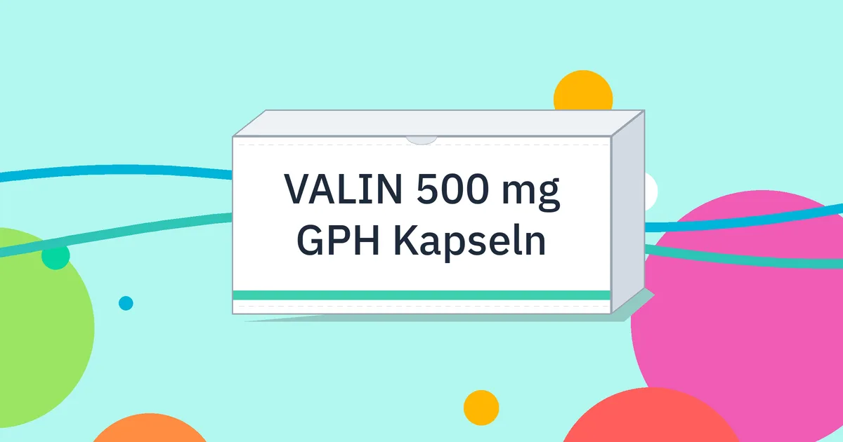 Symbolbild: Packung mit der Aufschrift VALIN 500 mg GPH Kapseln (PZN 00128869) – Verfügbarkeit und Bezug in Apotheken in Frankfurt am Main