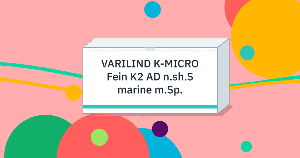 Symbolbild: Packung mit der Aufschrift VARILIND K-MICRO Fein K2 AD n.sh.S marine m.Sp. (PZN 20619316) – Verfügbarkeit und Bezug in Apotheken in Frankfurt am Main