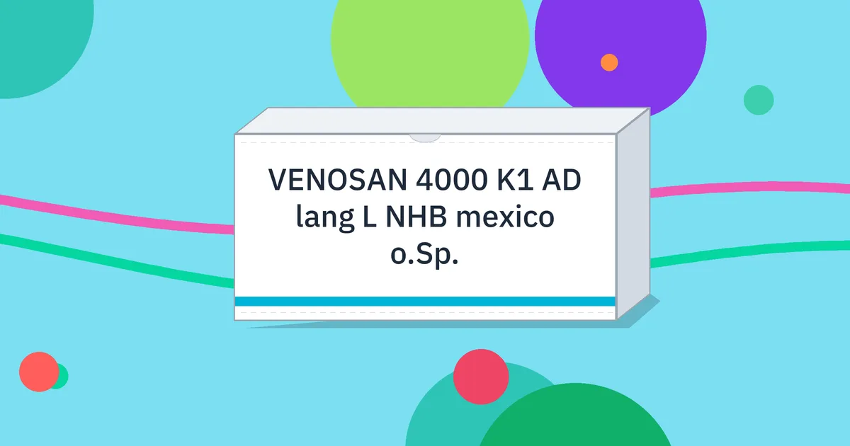 Symbolbild: Packung mit der Aufschrift VENOSAN 4000 K1 AD lang L NHB mexico o.Sp. (PZN 14423141) – Verfügbarkeit und Bezug in Apotheken in Frankfurt am Main