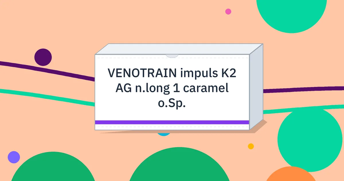 Symbolbild: Packung mit der Aufschrift VENOTRAIN impuls K2 AG n.long 1 caramel o.Sp. (PZN 08420368) – Verfügbarkeit und Bezug in Apotheken in Frankfurt am Main