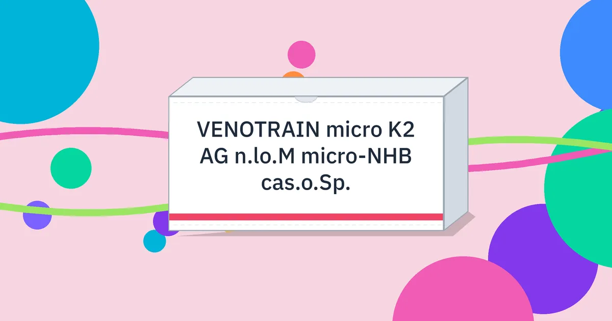 Symbolbild: Packung mit der Aufschrift VENOTRAIN micro K2 AG n.lo.M micro-NHB cas.o.Sp. (PZN 20758673) – Verfügbarkeit und Bezug in Apotheken in Frankfurt am Main