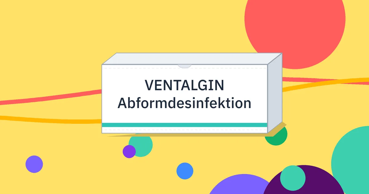 Symbolbild: Packung mit der Aufschrift VENTALGIN Abformdesinfektion (PZN 06920977) – Verfügbarkeit und Bezug in Apotheken in Frankfurt am Main