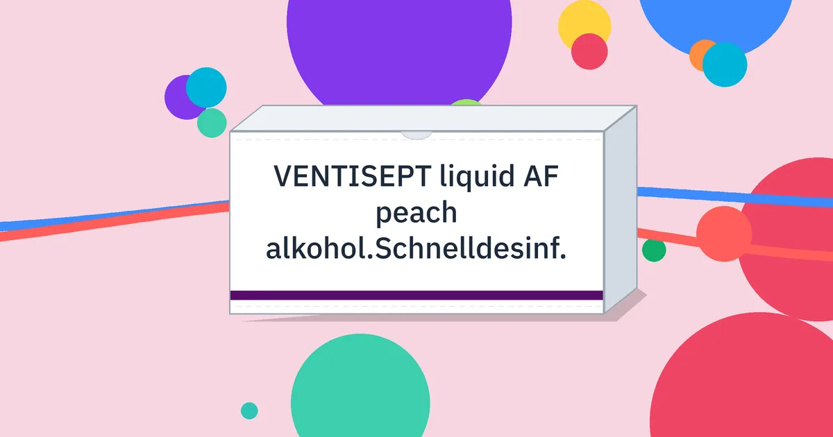 Symbolbild: Packung mit der Aufschrift VENTISEPT liquid AF peach alkohol.Schnelldesinf. (PZN 06920724) – Verfügbarkeit und Bezug in Apotheken in Frankfurt am Main