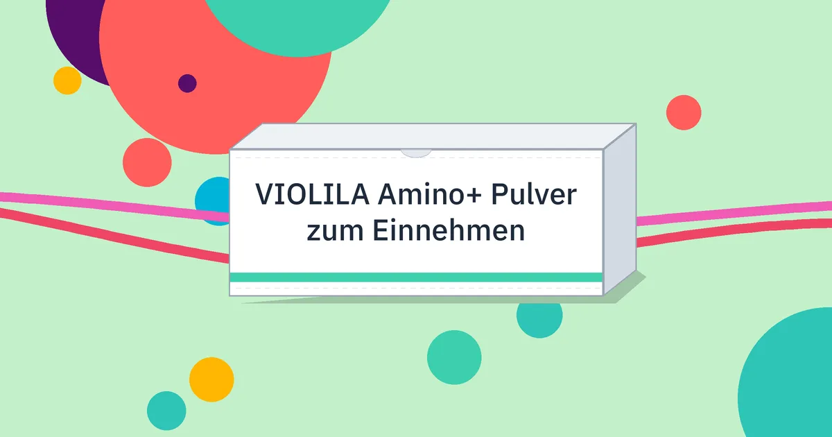 Symbolbild: Packung mit der Aufschrift VIOLILA Amino+ Pulver zum Einnehmen (PZN 14177506) – Verfügbarkeit und Bezug in Apotheken in Frankfurt am Main