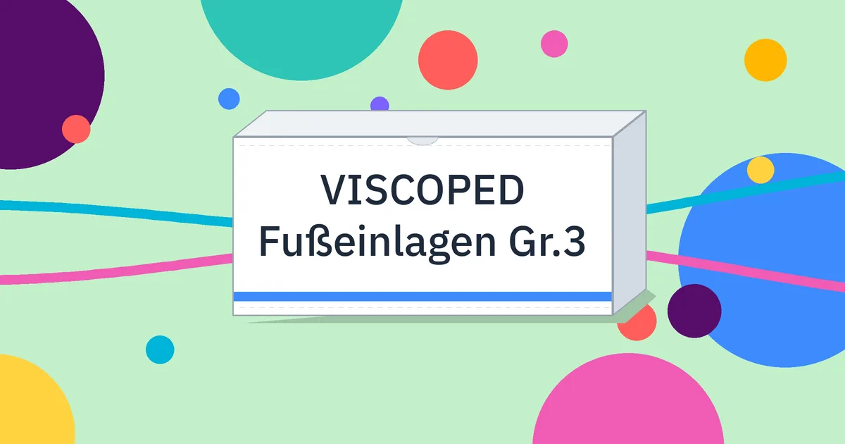 Symbolbild: Packung mit der Aufschrift VISCOPED Fußeinlagen Gr.3 (PZN 07131691) – Verfügbarkeit und Bezug in Apotheken in Frankfurt am Main