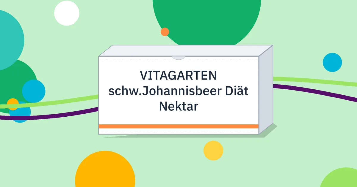 Symbolbild: Packung mit der Aufschrift VITAGARTEN schw.Johannisbeer Diät Nektar (PZN 07221951) – Verfügbarkeit und Bezug in Apotheken in Frankfurt am Main