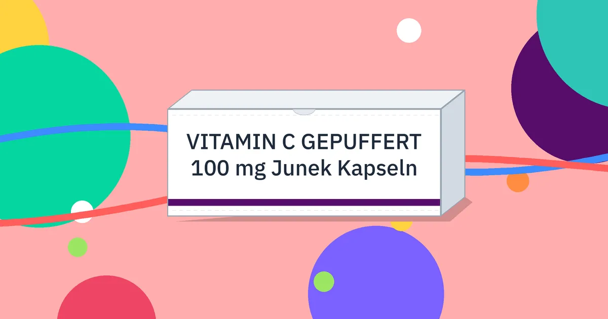 Symbolbild: Packung mit der Aufschrift VITAMIN C GEPUFFERT 100 mg Junek Kapseln (PZN 10051895) – Verfügbarkeit und Bezug in Apotheken in Frankfurt am Main