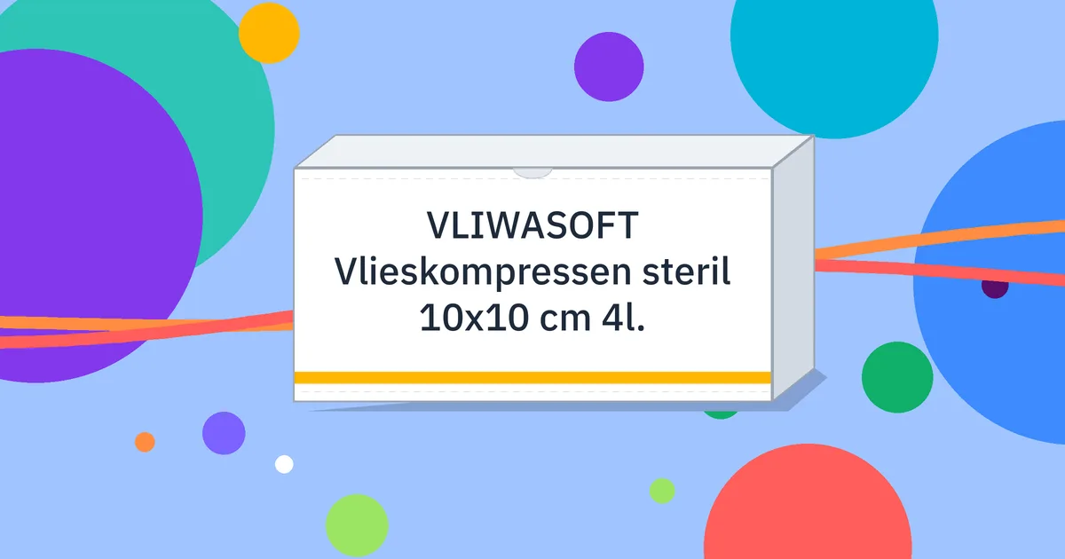 Symbolbild: Packung mit der Aufschrift VLIWASOFT Vlieskompressen steril 10x10 cm 4l. (PZN 16165418) – Verfügbarkeit und Bezug in Apotheken in Frankfurt am Main