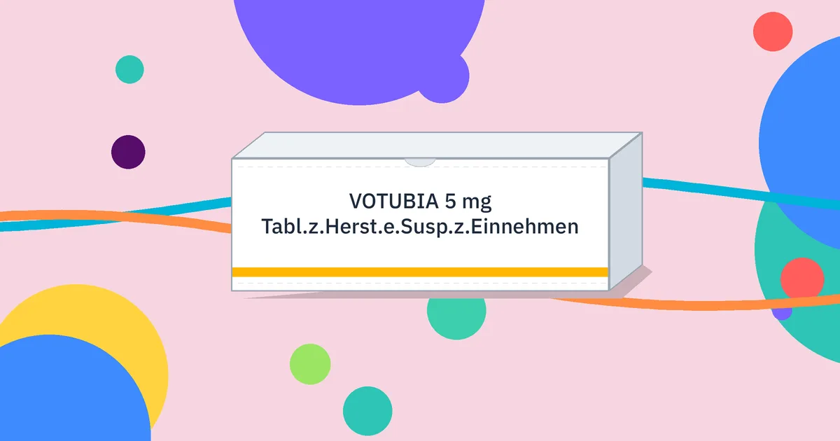 Symbolbild: Packung mit der Aufschrift VOTUBIA 5 mg Tabl.z.Herst.e.Susp.z.Einnehmen (PZN 17863751) – Verfügbarkeit und Bezug in Apotheken in Frankfurt am Main