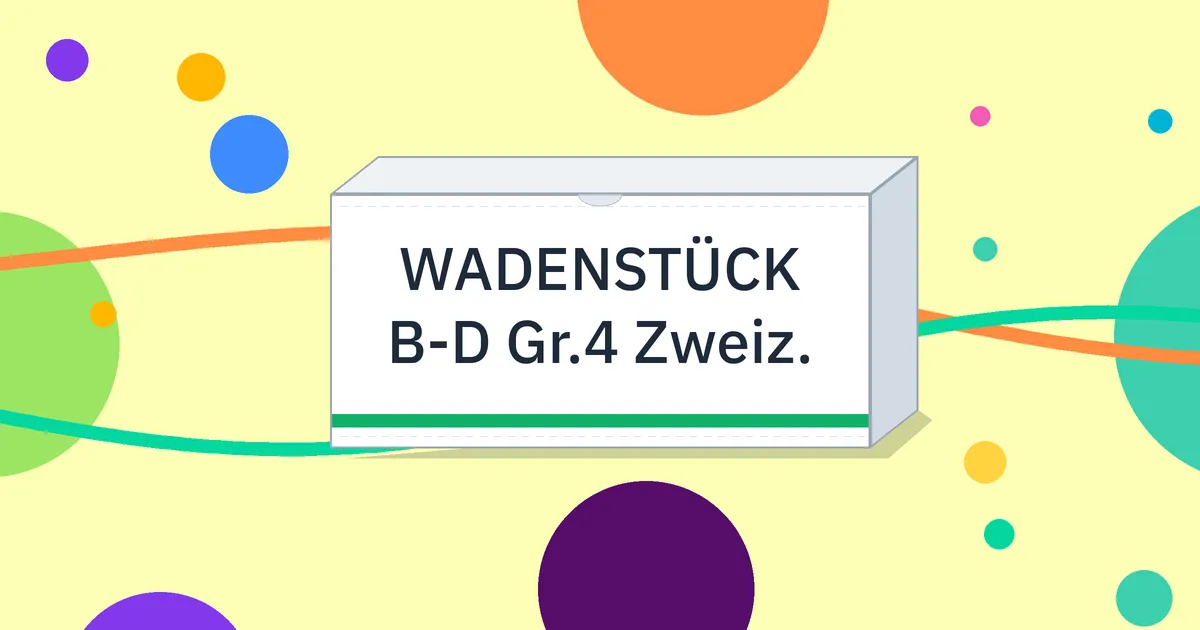 Symbolbild: Packung mit der Aufschrift WADENSTÜCK B-D Gr.4 Zweiz. (PZN 02010014) – Verfügbarkeit und Bezug in Apotheken in Frankfurt am Main
