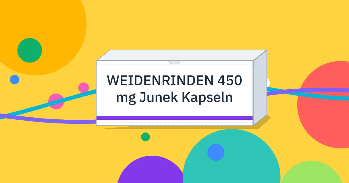 Symbolbild: Packung mit der Aufschrift WEIDENRINDEN 450 mg Junek Kapseln (PZN 15294941) – Verfügbarkeit und Bezug in Apotheken in Frankfurt am Main