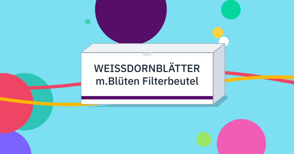 Symbolbild: Packung mit der Aufschrift WEISSDORNBLÄTTER m.Blüten Filterbeutel (PZN 04856583) – Verfügbarkeit und Bezug in Apotheken in Frankfurt am Main