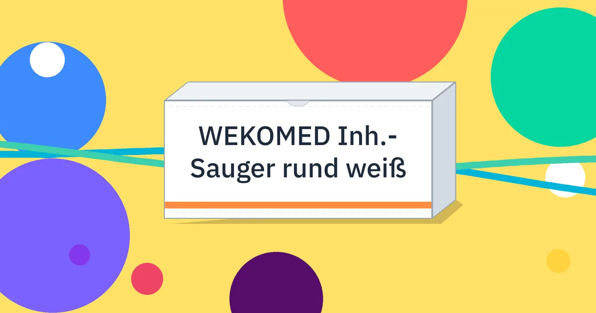Symbolbild: Packung mit der Aufschrift WEKOMED Inh.-Sauger rund weiß (PZN 04921576) – Verfügbarkeit und Bezug in Apotheken in Frankfurt am Main