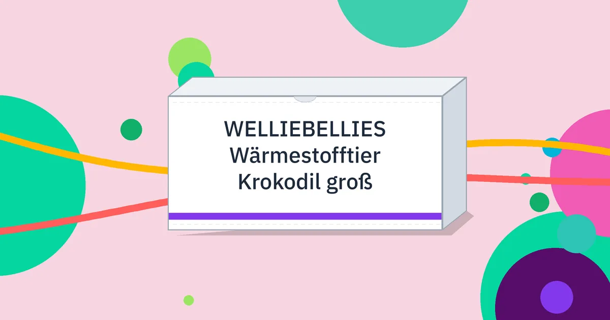 Symbolbild: Packung mit der Aufschrift WELLIEBELLIES Wärmestofftier Krokodil groß (PZN 14269562) – Verfügbarkeit und Bezug in Apotheken in Frankfurt am Main