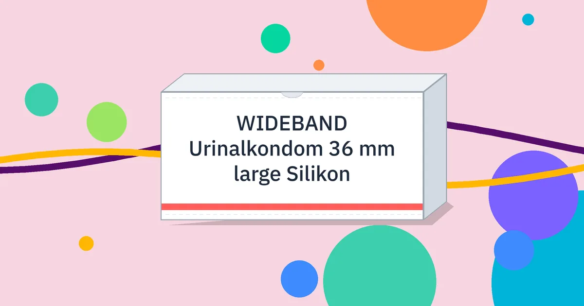 Symbolbild: Packung mit der Aufschrift WIDEBAND Urinalkondom 36 mm large Silikon (PZN 11136553) – Verfügbarkeit und Bezug in Apotheken in Frankfurt am Main