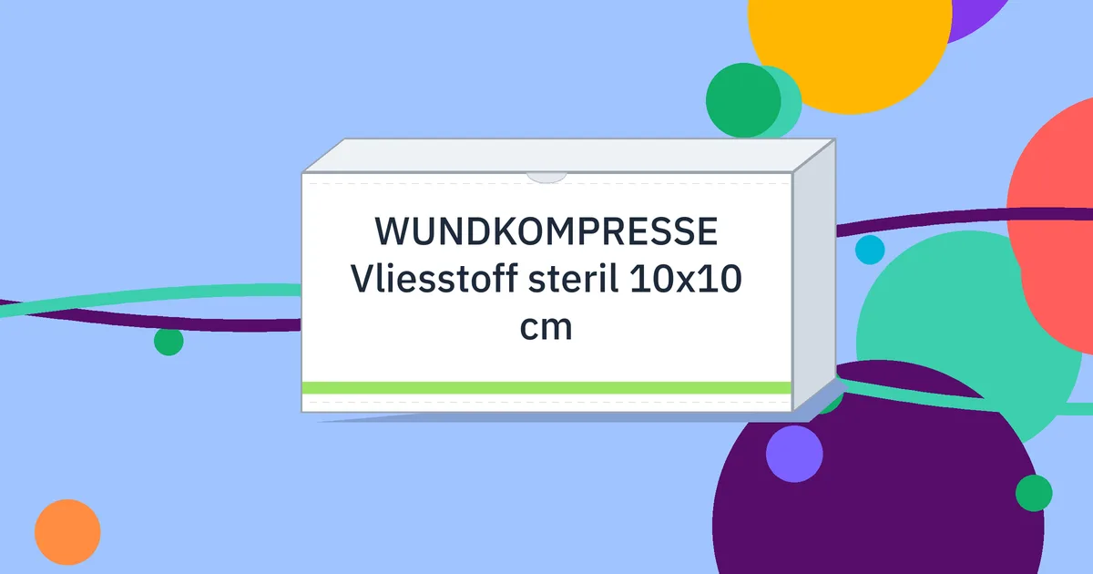 Symbolbild: Packung mit der Aufschrift WUNDKOMPRESSE Vliesstoff steril 10x10 cm (PZN 17266073) – Verfügbarkeit und Bezug in Apotheken in Frankfurt am Main
