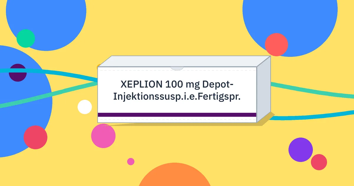 Symbolbild: Packung mit der Aufschrift XEPLION 100 mg Depot-Injektionssusp.i.e.Fertigspr. (PZN 10533335) – Verfügbarkeit und Bezug in Apotheken in Frankfurt am Main