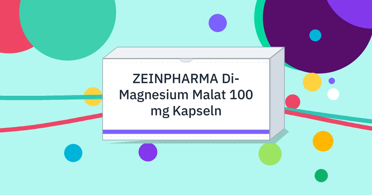 Symbolbild: Packung mit der Aufschrift ZEINPHARMA Di-Magnesium Malat 100 mg Kapseln (PZN 17240257) – Verfügbarkeit und Bezug in Apotheken in Frankfurt am Main