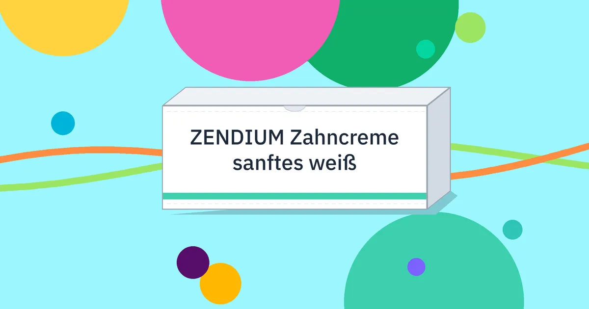 Symbolbild: Packung mit der Aufschrift ZENDIUM Zahncreme sanftes weiß (PZN 11538263) – Verfügbarkeit und Bezug in Apotheken in Frankfurt am Main