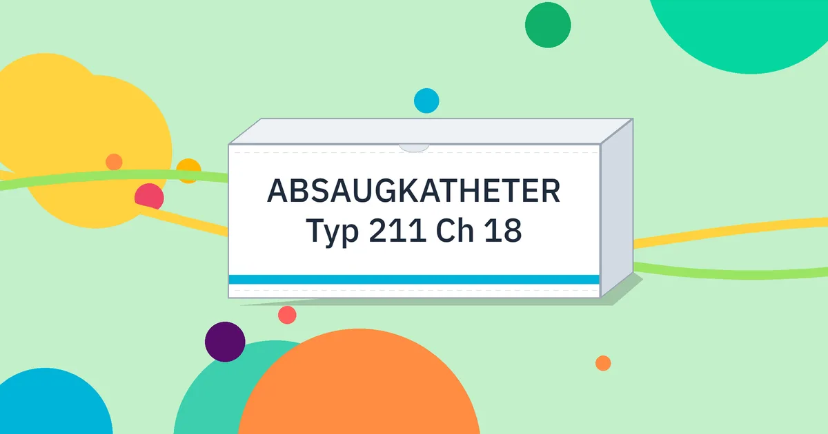 Symbolbild: Packung mit der Aufschrift ABSAUGKATHETER Typ 211 Ch 18 (PZN 07489263) – Verfügbarkeit und Bezug in Apotheken in Frankfurt am Main