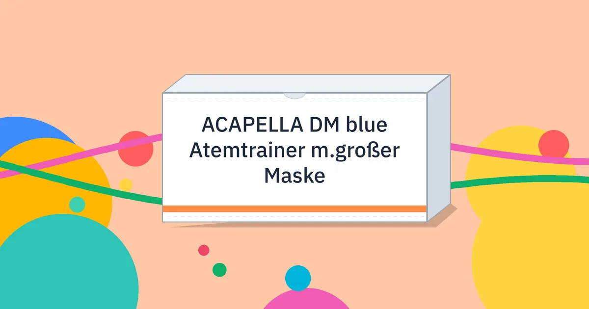 Symbolbild: Packung mit der Aufschrift ACAPELLA DM blue Atemtrainer m.großer Maske (PZN 18159994) – Verfügbarkeit und Bezug in Apotheken in Frankfurt am Main
