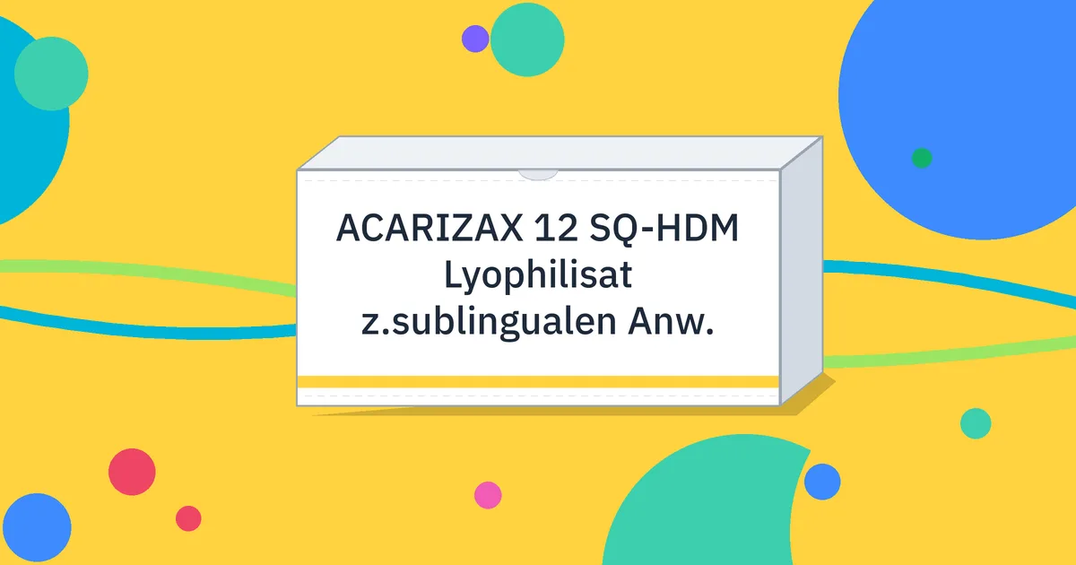 Symbolbild: Packung mit der Aufschrift ACARIZAX 12 SQ-HDM Lyophilisat z.sublingualen Anw. (PZN 17536710) – Verfügbarkeit und Bezug in Apotheken in Frankfurt am Main