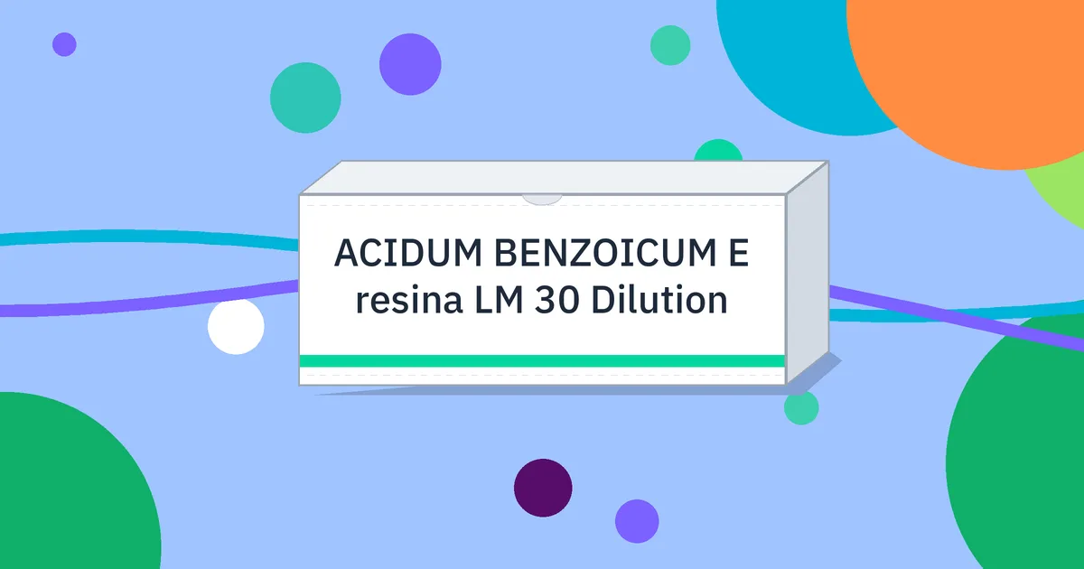 Symbolbild: Packung mit der Aufschrift ACIDUM BENZOICUM E resina LM 30 Dilution (PZN 16241852) – Verfügbarkeit und Bezug in Apotheken in Frankfurt am Main