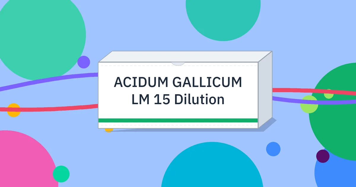 Symbolbild: Packung mit der Aufschrift ACIDUM GALLICUM LM 15 Dilution (PZN 13275589) – Verfügbarkeit und Bezug in Apotheken in Frankfurt am Main