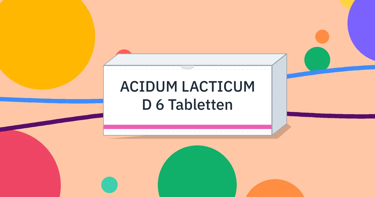 Symbolbild: Packung mit der Aufschrift ACIDUM LACTICUM D 6 Tabletten (PZN 02624087) – Verfügbarkeit und Bezug in Apotheken in Frankfurt am Main
