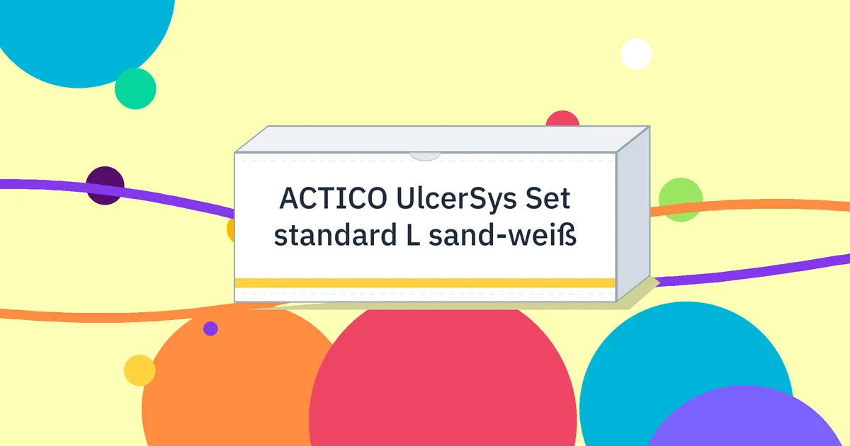 Symbolbild: Packung mit der Aufschrift ACTICO UlcerSys Set standard L sand-weiß (PZN 10233828) – Verfügbarkeit und Bezug in Apotheken in Frankfurt am Main