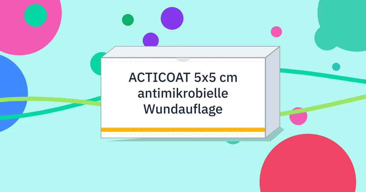 Symbolbild: Packung mit der Aufschrift ACTICOAT 5x5 cm antimikrobielle Wundauflage (PZN 11175530) – Verfügbarkeit und Bezug in Apotheken in Frankfurt am Main