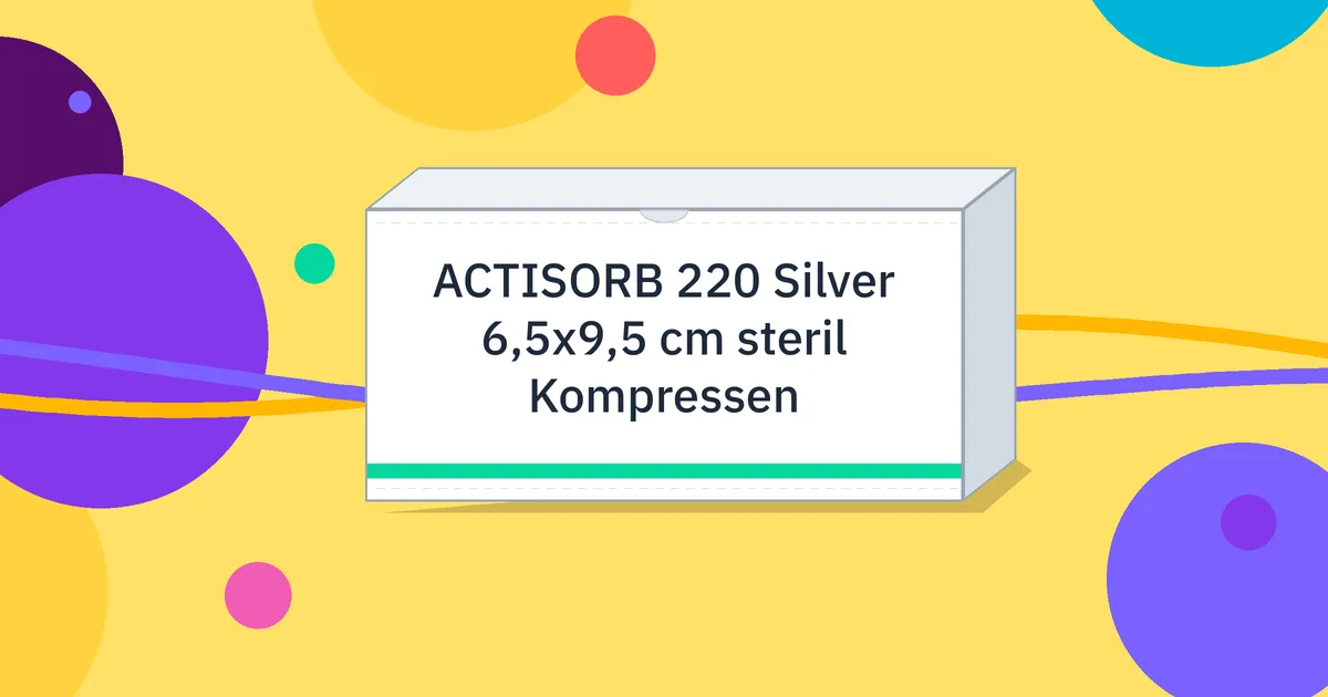 Symbolbild: Packung mit der Aufschrift ACTISORB 220 Silver 6,5x9,5 cm steril Kompressen (PZN 17163410) – Verfügbarkeit und Bezug in Apotheken in Frankfurt am Main