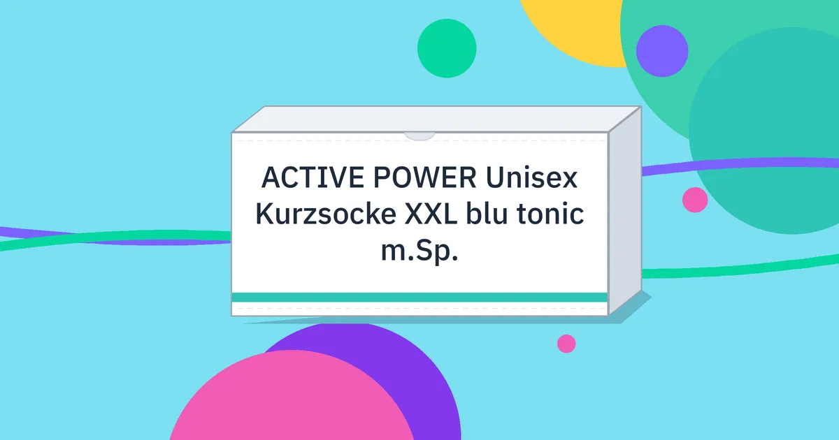 Symbolbild: Packung mit der Aufschrift ACTIVE POWER Unisex Kurzsocke XXL blu tonic m.Sp. (PZN 16194621) – Verfügbarkeit und Bezug in Apotheken in Frankfurt am Main