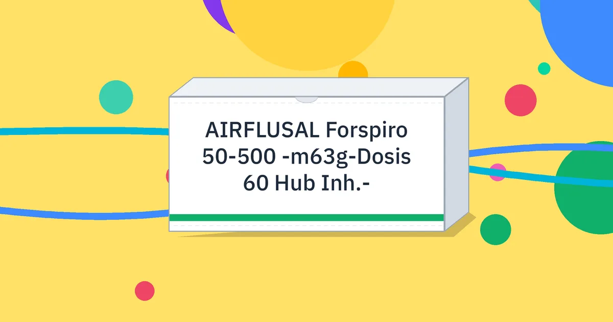 Symbolbild: Packung mit der Aufschrift AIRFLUSAL Forspiro 50-500 -m63g-Dosis 60 Hub Inh.- (PZN 09121863) – Verfügbarkeit und Bezug in Apotheken in Frankfurt am Main