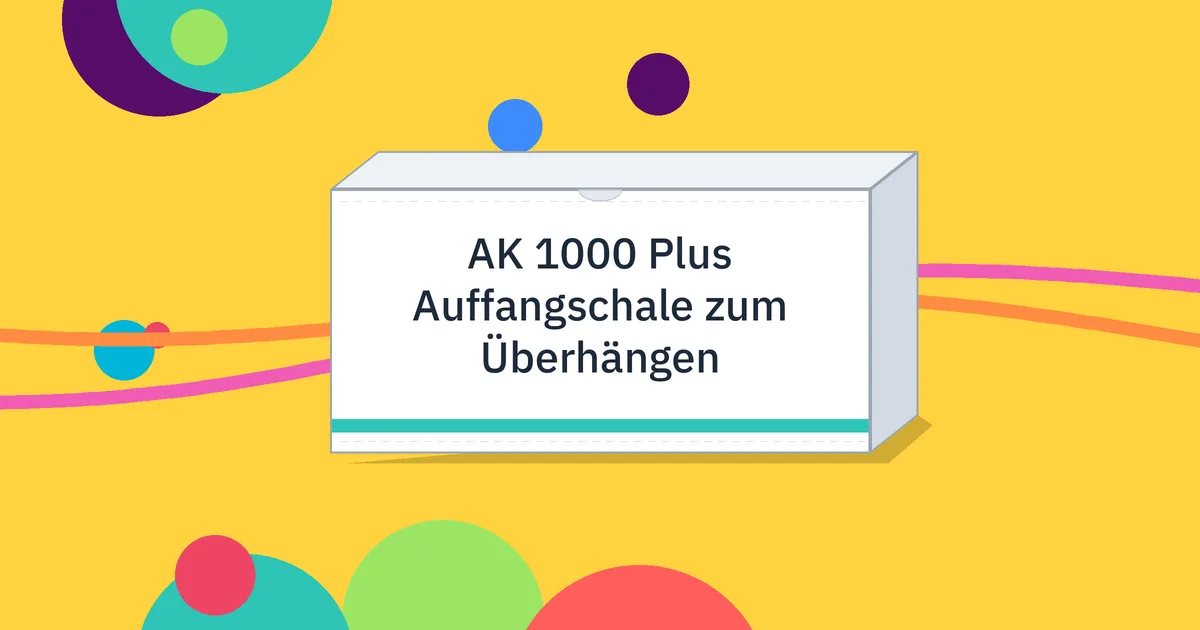 Symbolbild: Packung mit der Aufschrift AK 1000 Plus Auffangschale zum Überhängen (PZN 16331874) – Verfügbarkeit und Bezug in Apotheken in Frankfurt am Main