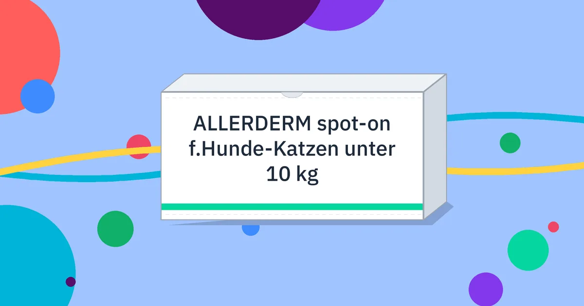 Symbolbild: Packung mit der Aufschrift ALLERDERM spot-on f.Hunde-Katzen unter 10 kg (PZN 18784048) – Verfügbarkeit und Bezug in Apotheken in Frankfurt am Main